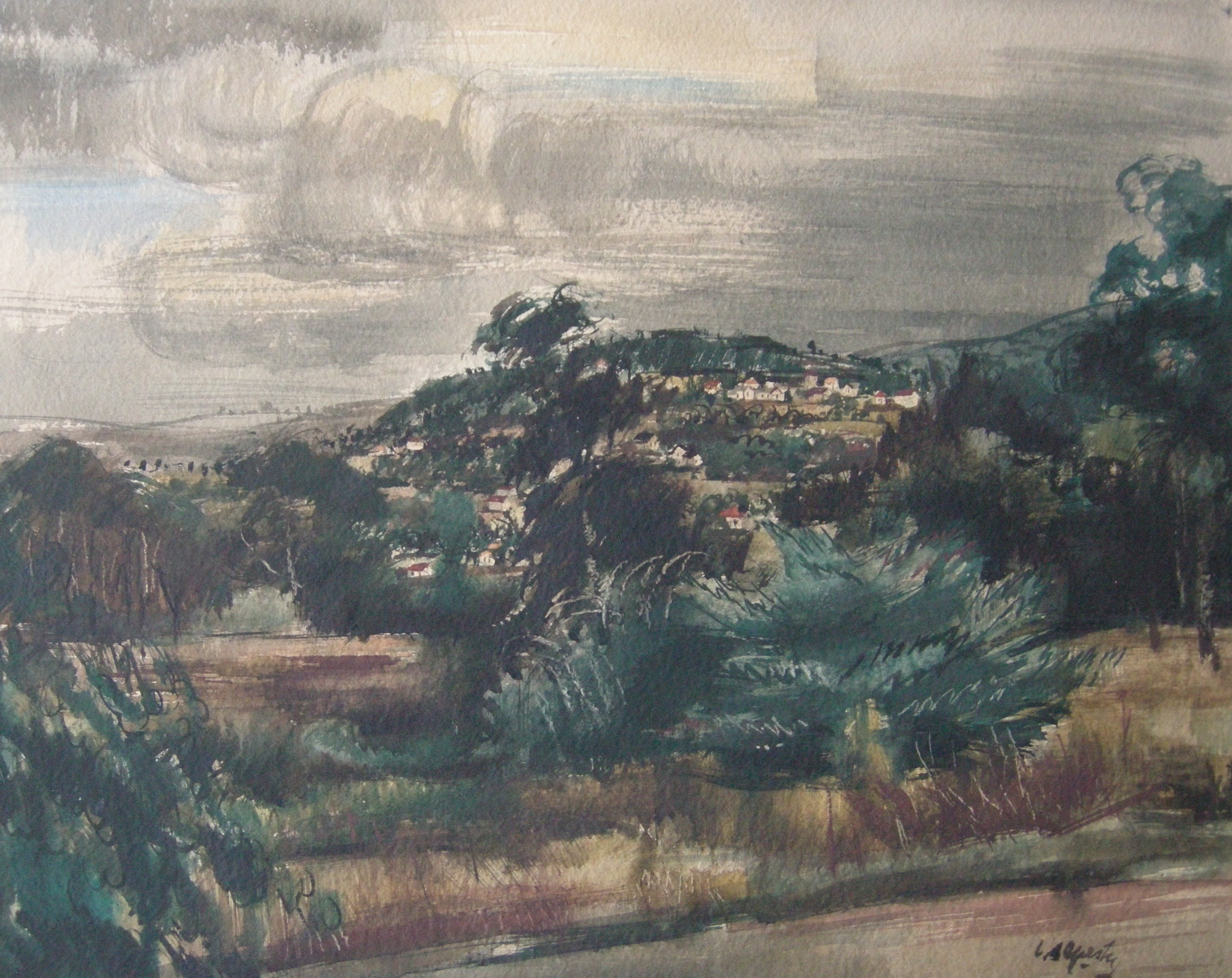 Feoli Fine Art - Zoltan Leslie Sepeshy - Town on the Hill